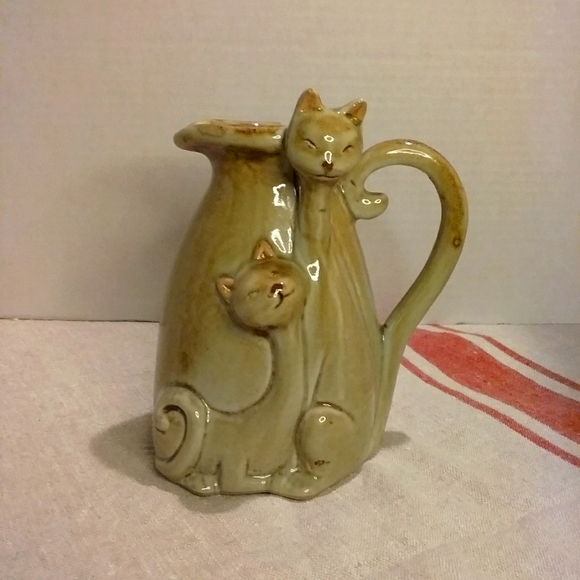 Unk | Accents | Glazed Pottery Cat Pitcher | Poshmark